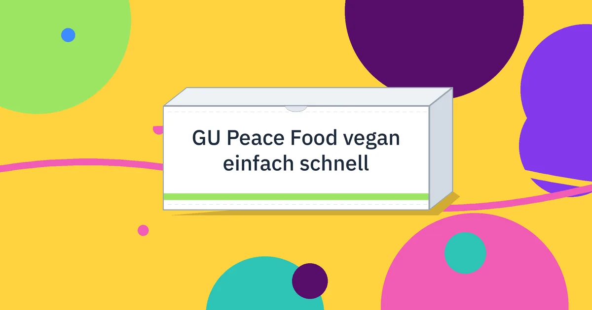 Symbolbild: Packung mit der Aufschrift GU Peace Food vegan einfach schnell (PZN 11288292) – Verfügbarkeit und Bezug in Apotheken in Frankfurt am Main