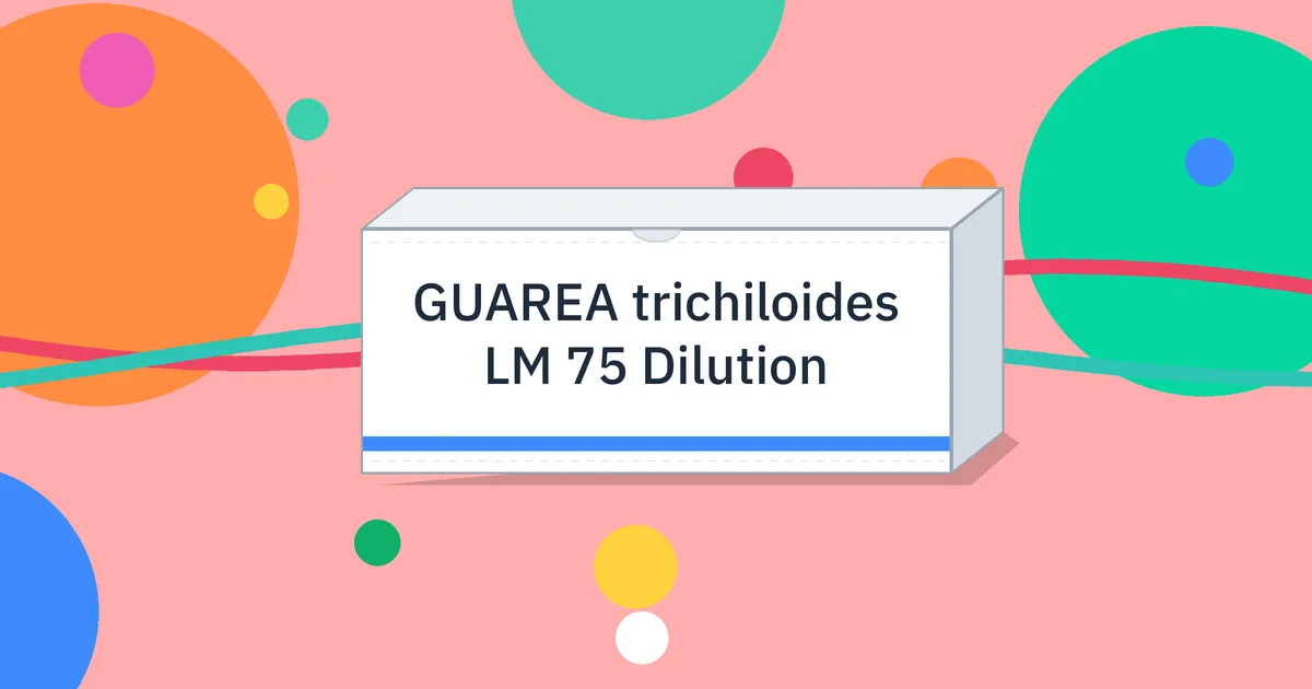 Symbolbild: Packung mit der Aufschrift GUAREA trichiloides LM 75 Dilution (PZN 13548679) – Verfügbarkeit und Bezug in Apotheken in Frankfurt am Main