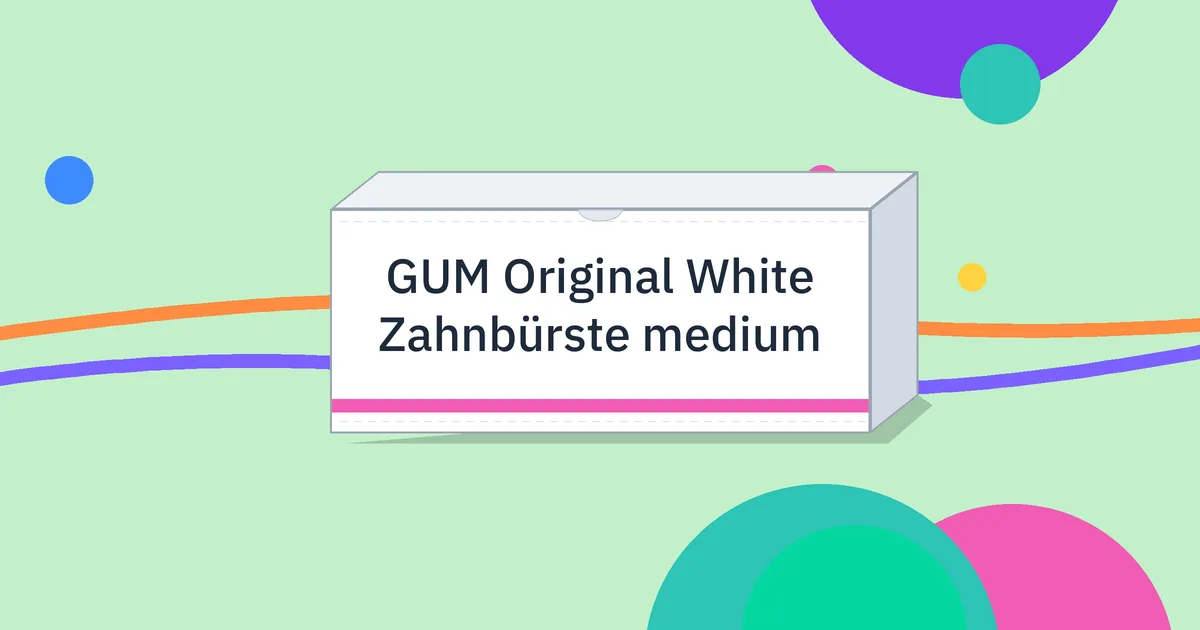 Symbolbild: Packung mit der Aufschrift GUM Original White Zahnbürste medium (PZN 11160379) – Verfügbarkeit und Bezug in Apotheken in Frankfurt am Main