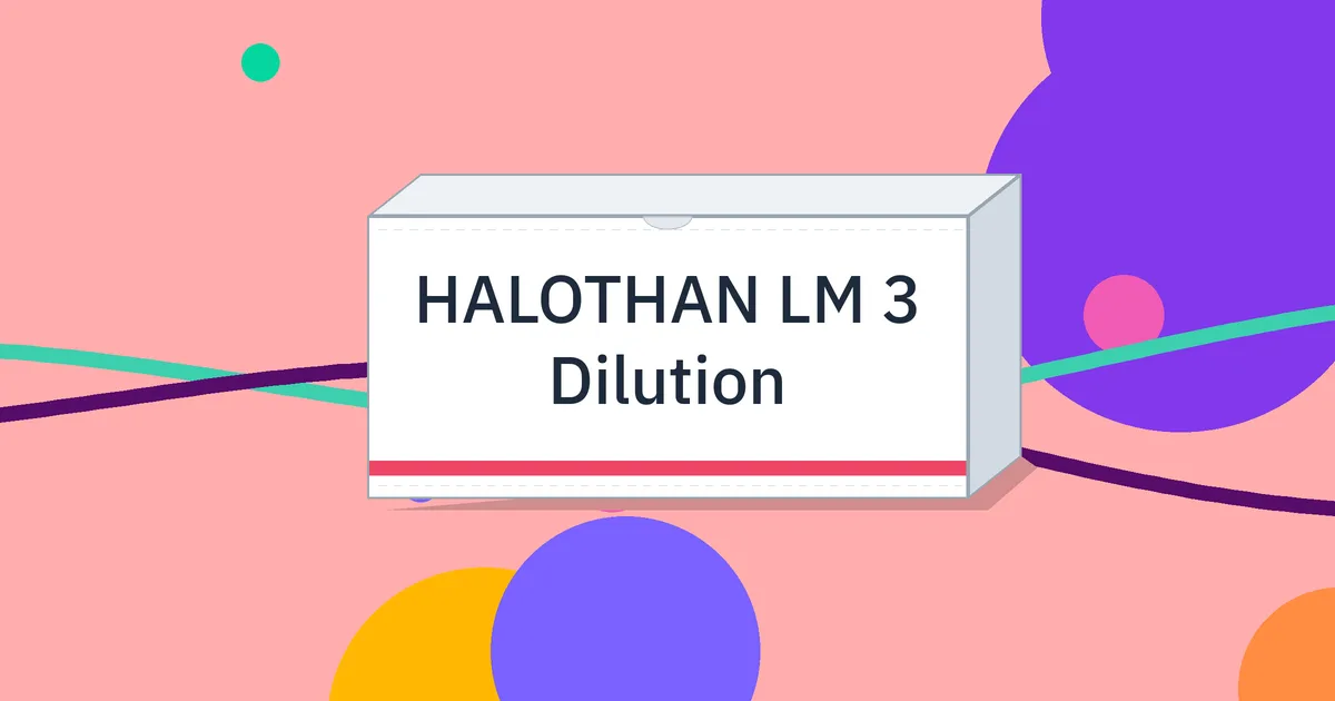 Symbolbild: Packung mit der Aufschrift HALOTHAN LM 3 Dilution (PZN 12883861) – Verfügbarkeit und Bezug in Apotheken in Frankfurt am Main
