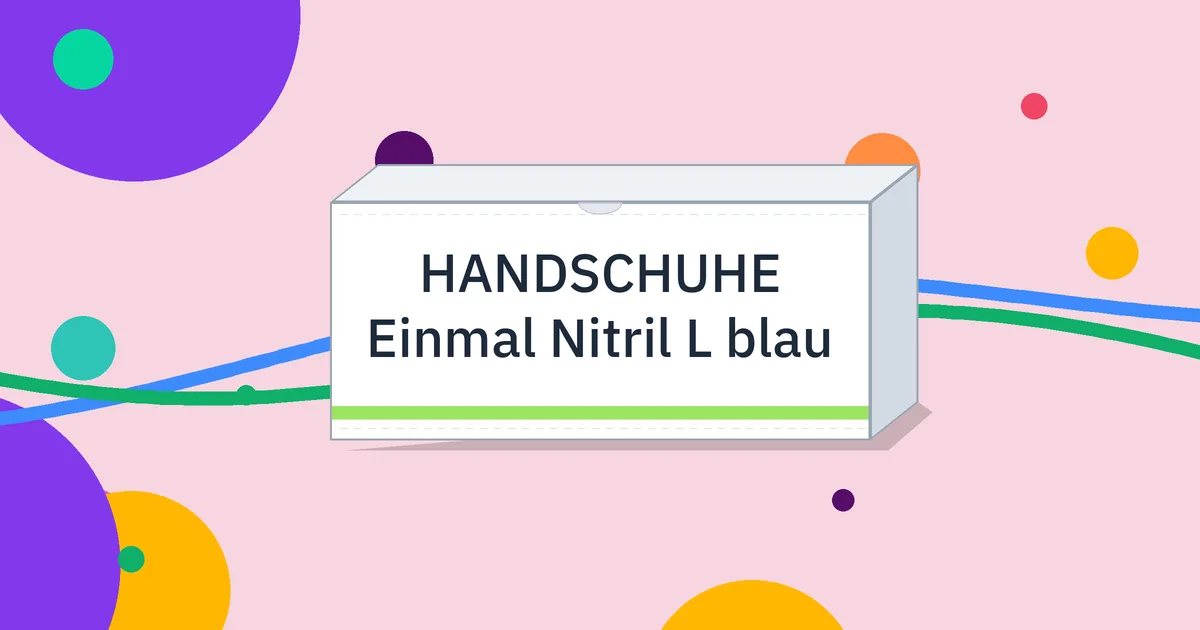 Symbolbild: Packung mit der Aufschrift HANDSCHUHE Einmal Nitril L blau (PZN 00129219) – Verfügbarkeit und Bezug in Apotheken in Frankfurt am Main