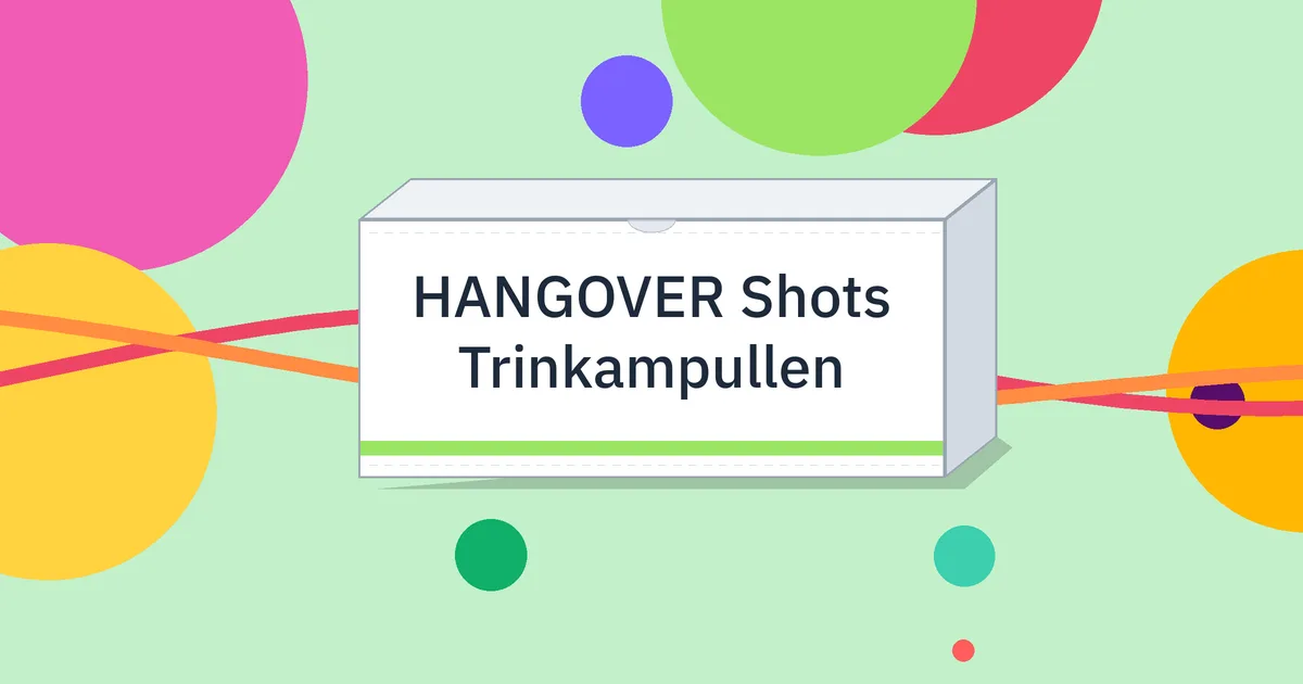 Symbolbild: Packung mit der Aufschrift HANGOVER Shots Trinkampullen (PZN 20187325) – Verfügbarkeit und Bezug in Apotheken in Frankfurt am Main