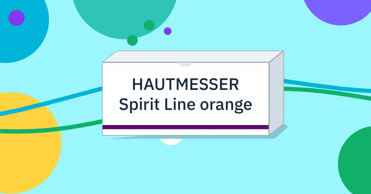 Symbolbild: Packung mit der Aufschrift HAUTMESSER Spirit Line orange (PZN 01516786) – Verfügbarkeit und Bezug in Apotheken in Frankfurt am Main