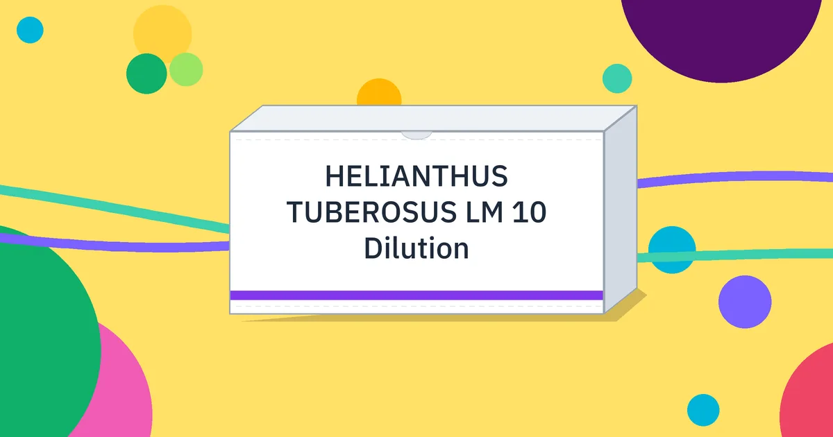 Symbolbild: Packung mit der Aufschrift HELIANTHUS TUBEROSUS LM 10 Dilution (PZN 13551606) – Verfügbarkeit und Bezug in Apotheken in Frankfurt am Main