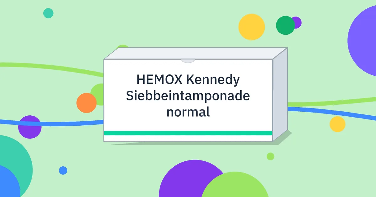 Symbolbild: Packung mit der Aufschrift HEMOX Kennedy Siebbeintamponade normal (PZN 06592579) – Verfügbarkeit und Bezug in Apotheken in Frankfurt am Main