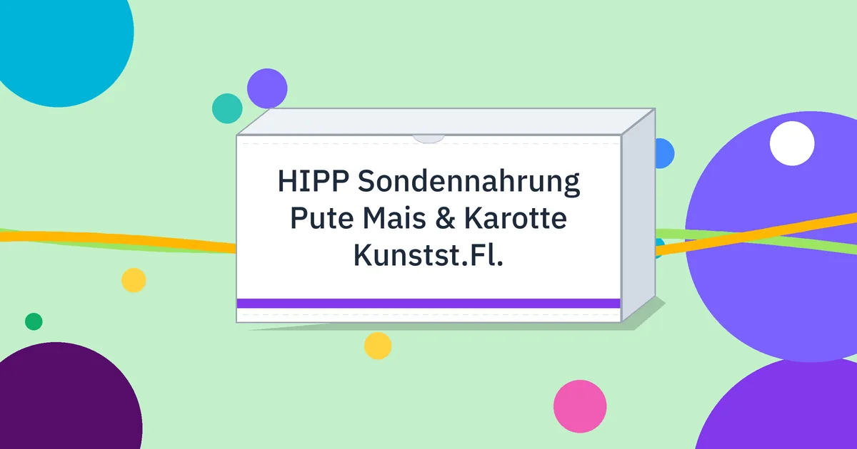 Symbolbild: Packung mit der Aufschrift HIPP Sondennahrung Pute Mais & Karotte Kunstst.Fl. (PZN 19350872) – Verfügbarkeit und Bezug in Apotheken in Frankfurt am Main