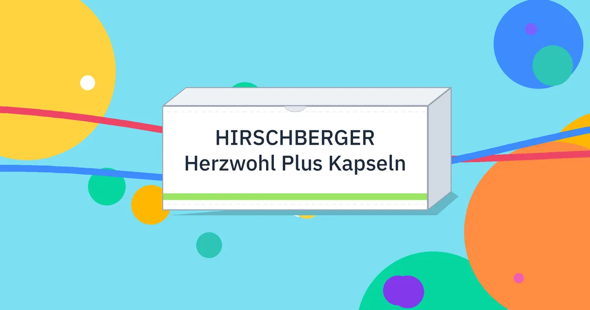 Symbolbild: Packung mit der Aufschrift HIRSCHBERGER Herzwohl Plus Kapseln (PZN 09535240) – Verfügbarkeit und Bezug in Apotheken in Frankfurt am Main