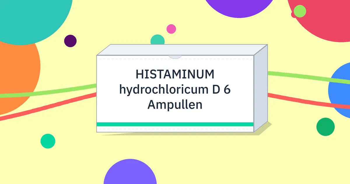 Symbolbild: Packung mit der Aufschrift HISTAMINUM hydrochloricum D 6 Ampullen (PZN 11706393) – Verfügbarkeit und Bezug in Apotheken in Frankfurt am Main