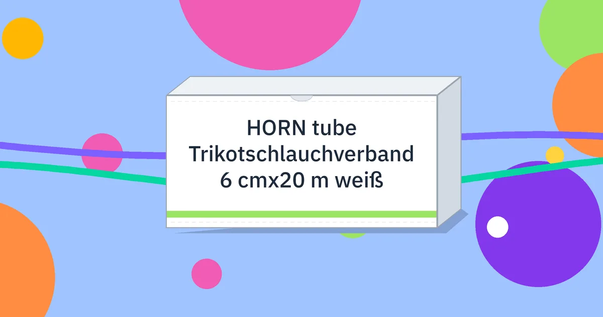 Symbolbild: Packung mit der Aufschrift HORN tube Trikotschlauchverband 6 cmx20 m weiß (PZN 04677455) – Verfügbarkeit und Bezug in Apotheken in Frankfurt am Main