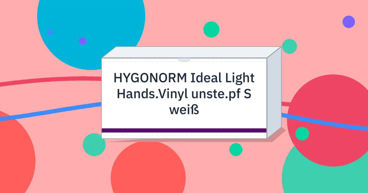Symbolbild: Packung mit der Aufschrift HYGONORM Ideal Light Hands.Vinyl unste.pf S weiß (PZN 17160877) – Verfügbarkeit und Bezug in Apotheken in Frankfurt am Main