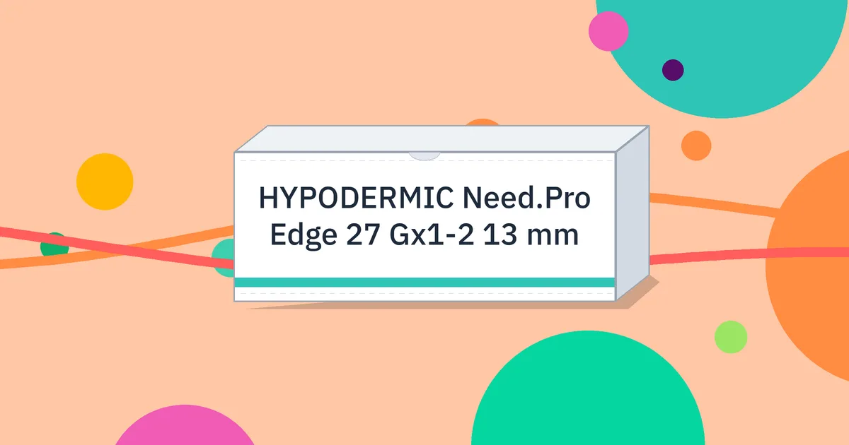 Symbolbild: Packung mit der Aufschrift HYPODERMIC Need.Pro Edge 27 Gx1-2 13 mm (PZN 09215699) – Verfügbarkeit und Bezug in Apotheken in Frankfurt am Main