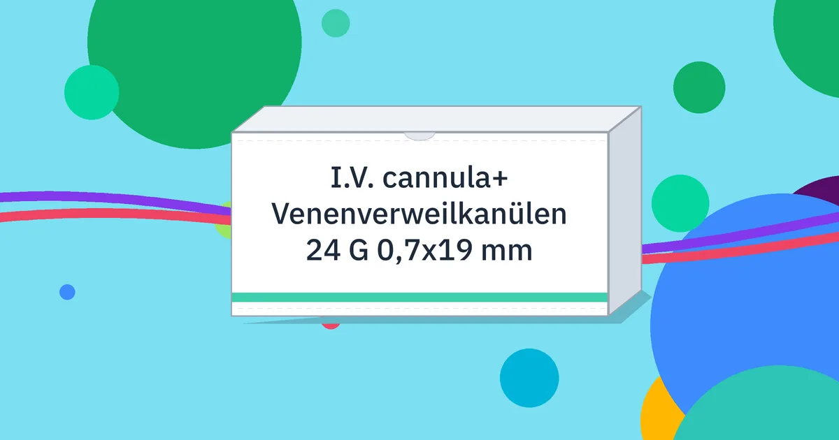 Symbolbild: Packung mit der Aufschrift I.V. cannula+ Venenverweilkanülen 24 G 0,7x19 mm (PZN 09103411) – Verfügbarkeit und Bezug in Apotheken in Frankfurt am Main