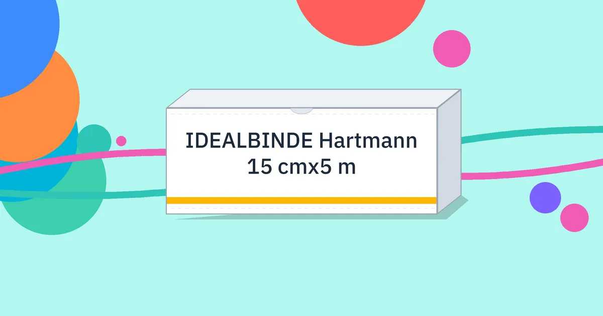 Symbolbild: Packung mit der Aufschrift IDEALBINDE Hartmann 15 cmx5 m (PZN 00234560) – Verfügbarkeit und Bezug in Apotheken in Frankfurt am Main