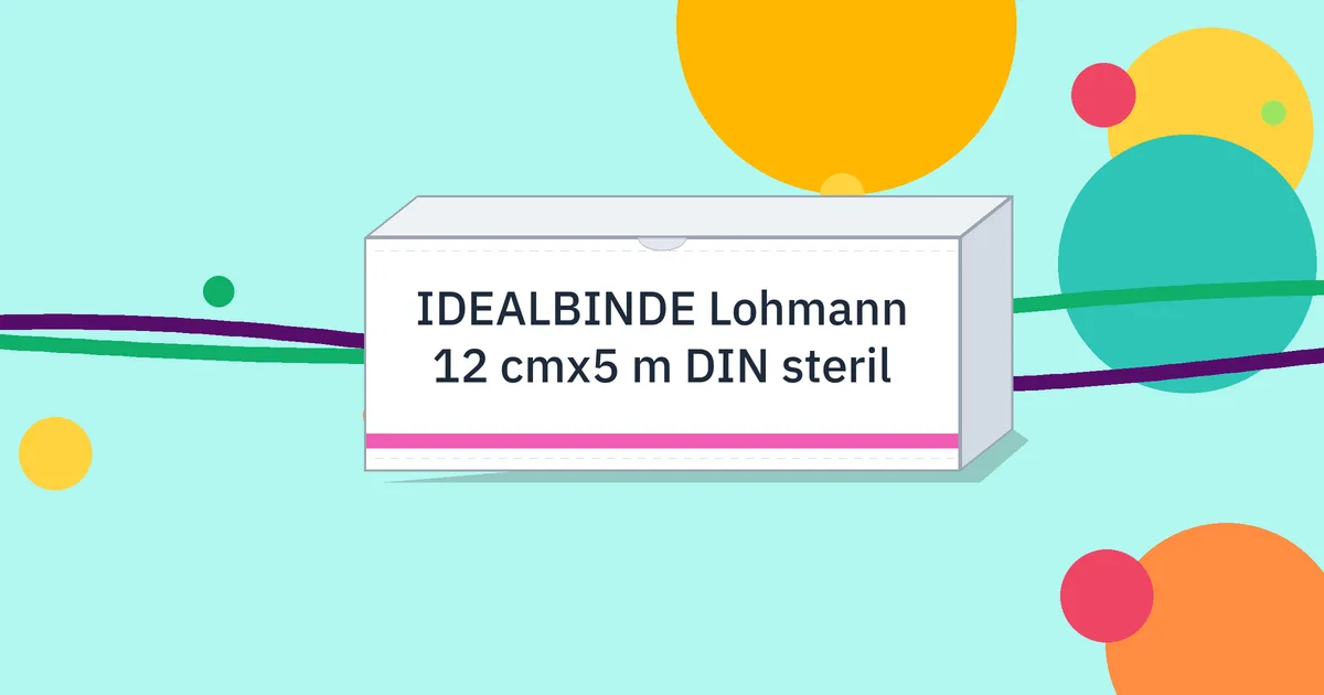Symbolbild: Packung mit der Aufschrift IDEALBINDE Lohmann 12 cmx5 m DIN steril (PZN 15998493) – Verfügbarkeit und Bezug in Apotheken in Frankfurt am Main