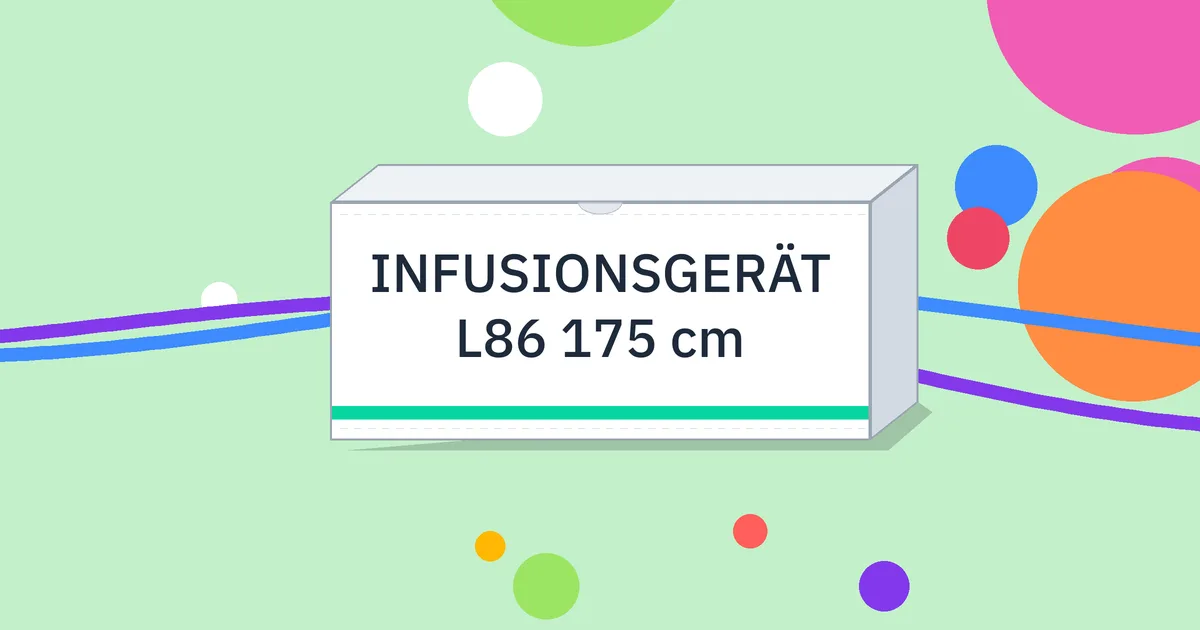 Symbolbild: Packung mit der Aufschrift INFUSIONSGERÄT L86 175 cm (PZN 11216068) – Verfügbarkeit und Bezug in Apotheken in Frankfurt am Main