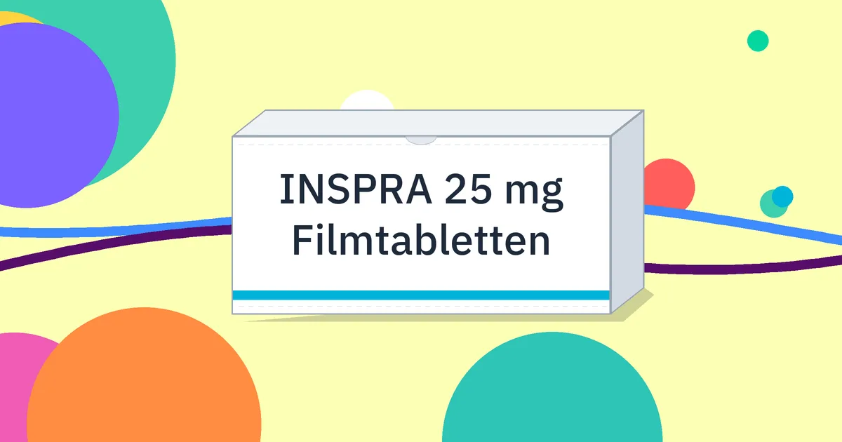 Symbolbild: Packung mit der Aufschrift INSPRA 25 mg Filmtabletten (PZN 09923982) – Verfügbarkeit und Bezug in Apotheken in Frankfurt am Main
