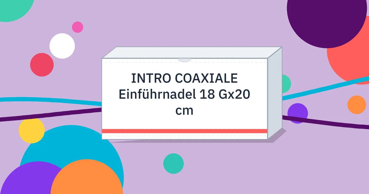 Symbolbild: Packung mit der Aufschrift INTRO COAXIALE Einführnadel 18 Gx20 cm (PZN 16918929) – Verfügbarkeit und Bezug in Apotheken in Frankfurt am Main