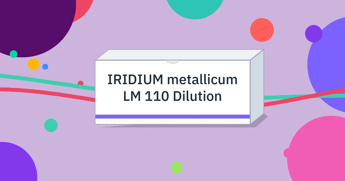 Symbolbild: Packung mit der Aufschrift IRIDIUM metallicum LM 110 Dilution (PZN 12913734) – Verfügbarkeit und Bezug in Apotheken in Frankfurt am Main