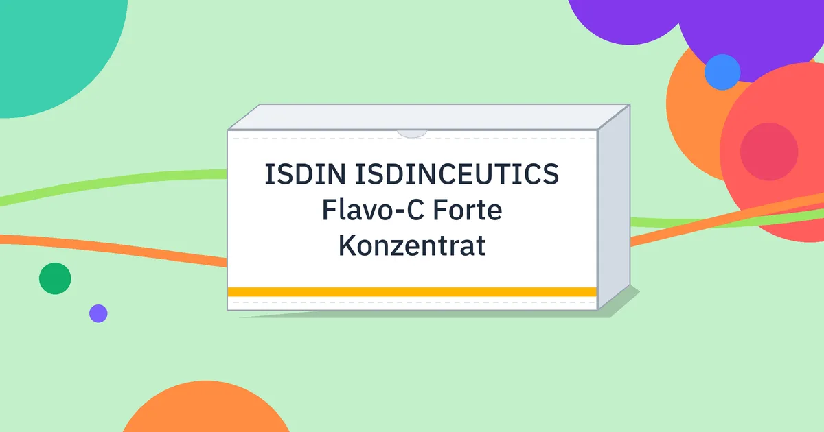 Symbolbild: Packung mit der Aufschrift ISDIN ISDINCEUTICS Flavo-C Forte Konzentrat (PZN 17252875) – Verfügbarkeit und Bezug in Apotheken in Frankfurt am Main