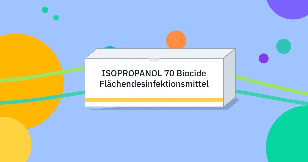 Symbolbild: Packung mit der Aufschrift ISOPROPANOL 70 Biocide Flächendesinfektionsmittel (PZN 19178290) – Verfügbarkeit und Bezug in Apotheken in Frankfurt am Main