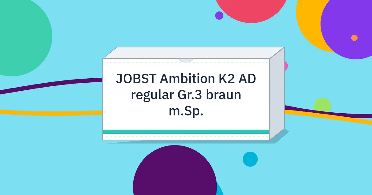 Symbolbild: Packung mit der Aufschrift JOBST Ambition K2 AD regular Gr.3 braun m.Sp. (PZN 11020922) – Verfügbarkeit und Bezug in Apotheken in Frankfurt am Main