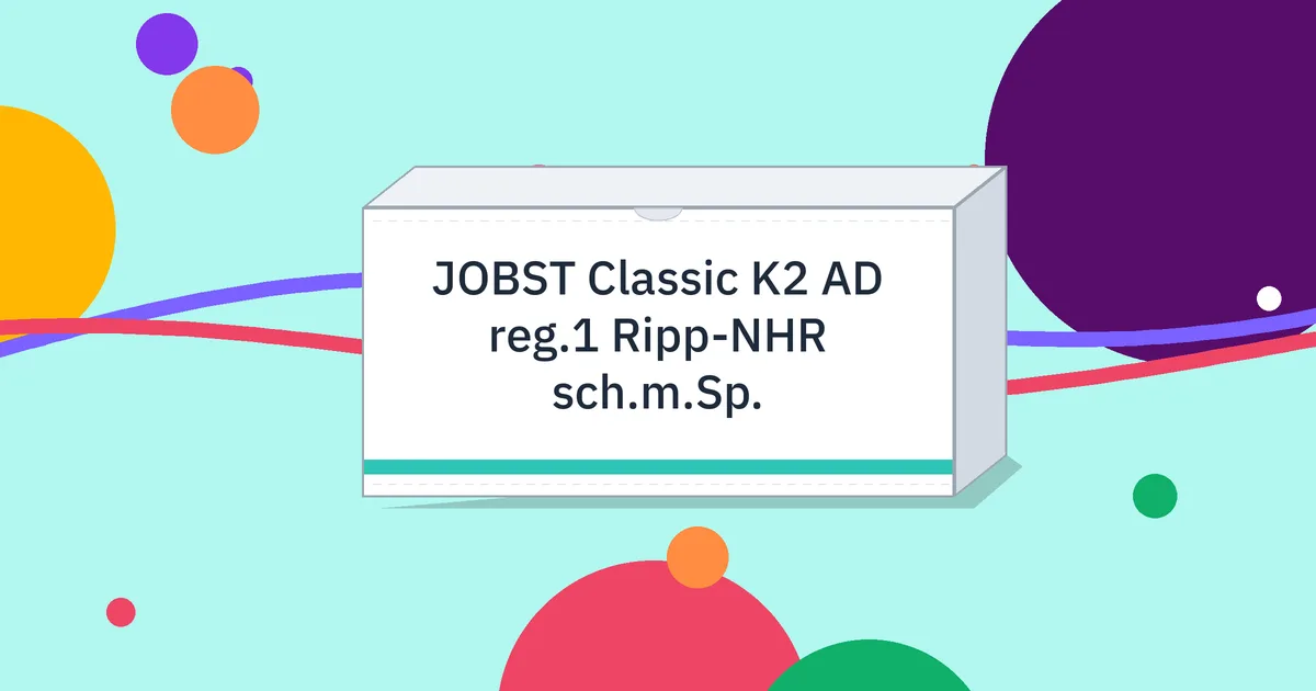 Symbolbild: Packung mit der Aufschrift JOBST Classic K2 AD reg.1 Ripp-NHR sch.m.Sp. (PZN 13061782) – Verfügbarkeit und Bezug in Apotheken in Frankfurt am Main