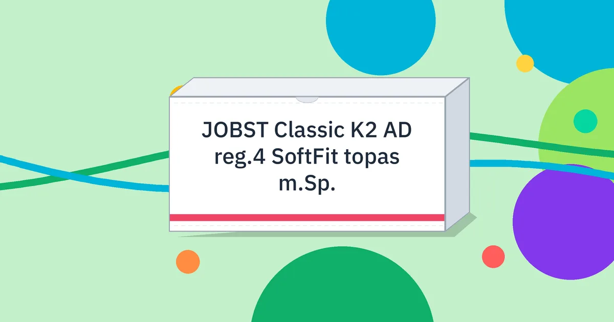 Symbolbild: Packung mit der Aufschrift JOBST Classic K2 AD reg.4 SoftFit topas m.Sp. (PZN 14222046) – Verfügbarkeit und Bezug in Apotheken in Frankfurt am Main