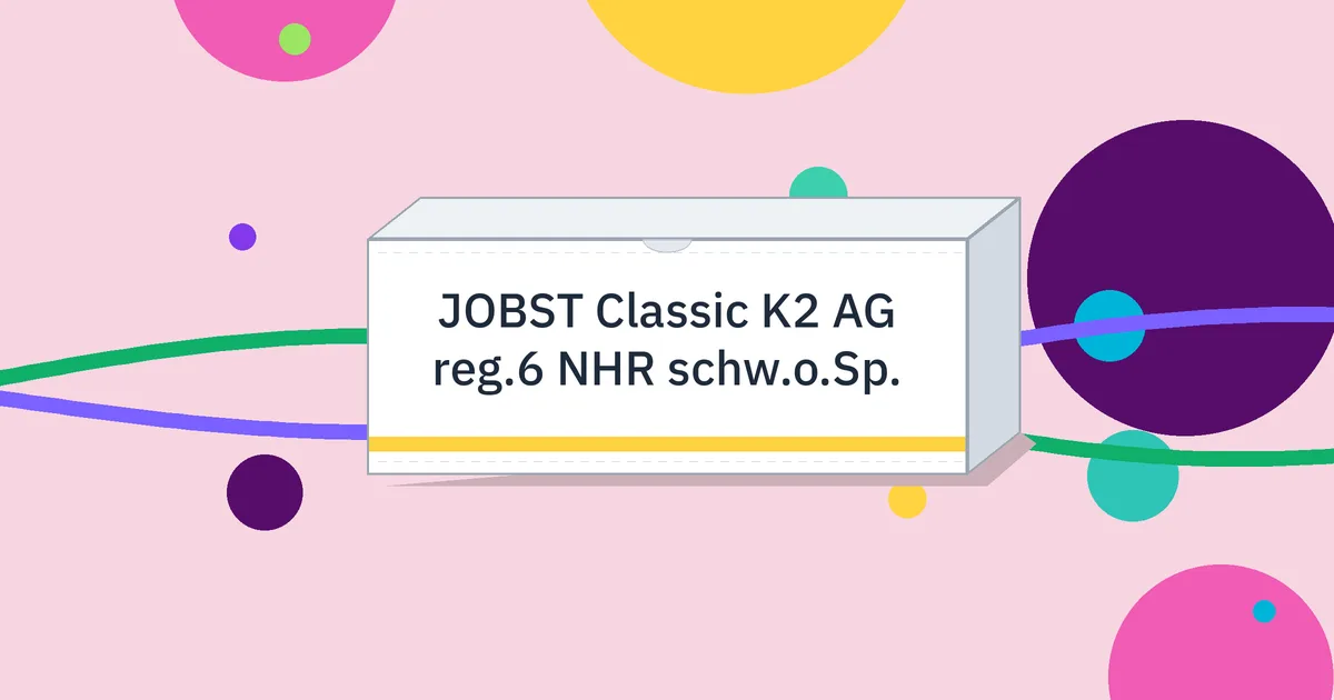 Symbolbild: Packung mit der Aufschrift JOBST Classic K2 AG reg.6 NHR schw.o.Sp. (PZN 11271854) – Verfügbarkeit und Bezug in Apotheken in Frankfurt am Main