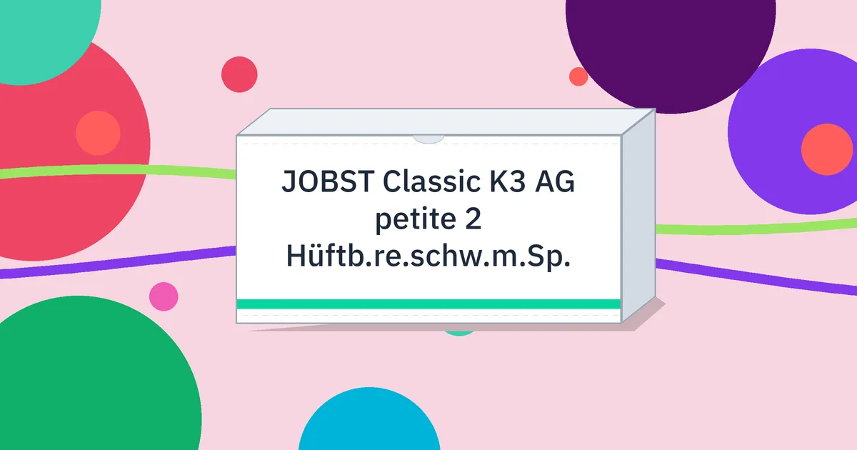 Symbolbild: Packung mit der Aufschrift JOBST Classic K3 AG petite 2 Hüftb.re.schw.m.Sp. (PZN 13075011) – Verfügbarkeit und Bezug in Apotheken in Frankfurt am Main