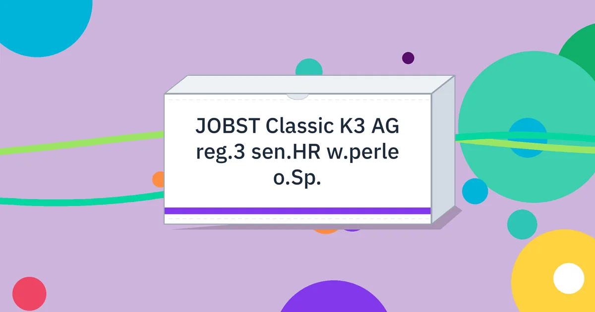 Symbolbild: Packung mit der Aufschrift JOBST Classic K3 AG reg.3 sen.HR w.perle o.Sp. (PZN 17957469) – Verfügbarkeit und Bezug in Apotheken in Frankfurt am Main