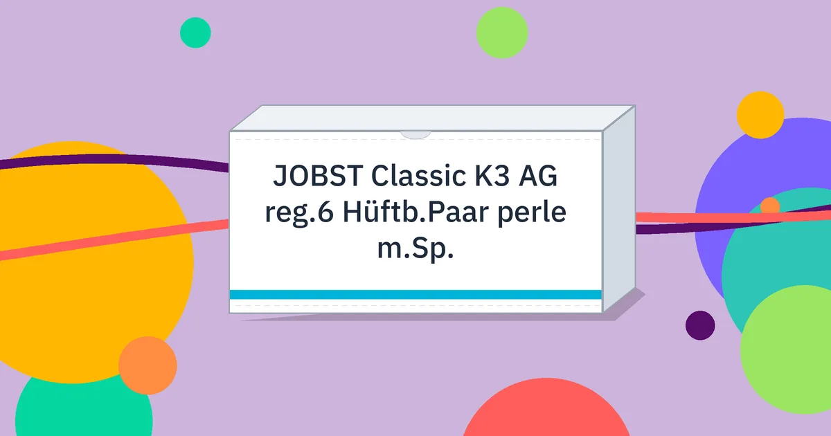Symbolbild: Packung mit der Aufschrift JOBST Classic K3 AG reg.6 Hüftb.Paar perle m.Sp. (PZN 13075809) – Verfügbarkeit und Bezug in Apotheken in Frankfurt am Main