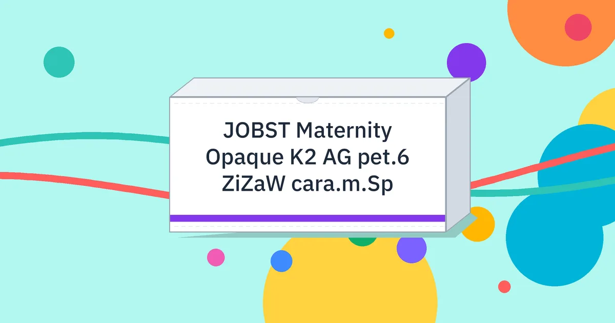 Symbolbild: Packung mit der Aufschrift JOBST Maternity Opaque K2 AG pet.6 ZiZaW cara.m.Sp (PZN 15851614) – Verfügbarkeit und Bezug in Apotheken in Frankfurt am Main