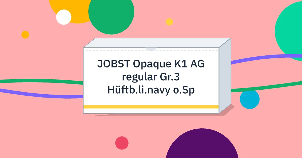 Symbolbild: Packung mit der Aufschrift JOBST Opaque K1 AG regular Gr.3 Hüftb.li.navy o.Sp (PZN 13100128) – Verfügbarkeit und Bezug in Apotheken in Frankfurt am Main