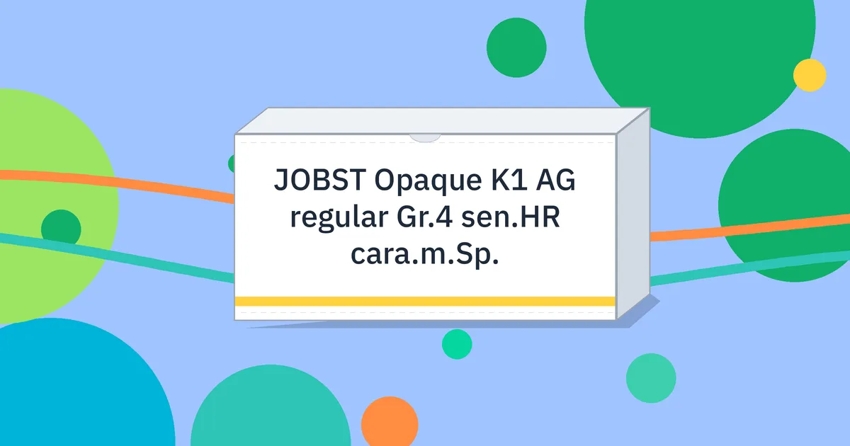 Symbolbild: Packung mit der Aufschrift JOBST Opaque K1 AG regular Gr.4 sen.HR cara.m.Sp. (PZN 13092446) – Verfügbarkeit und Bezug in Apotheken in Frankfurt am Main