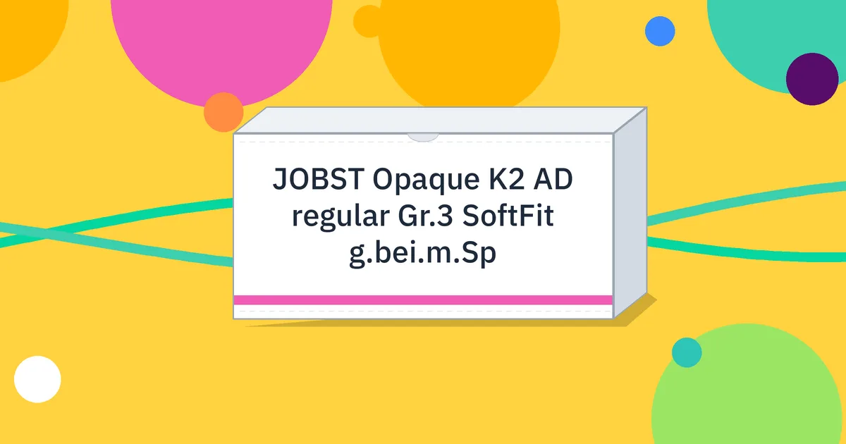 Symbolbild: Packung mit der Aufschrift JOBST Opaque K2 AD regular Gr.3 SoftFit g.bei.m.Sp (PZN 16277672) – Verfügbarkeit und Bezug in Apotheken in Frankfurt am Main