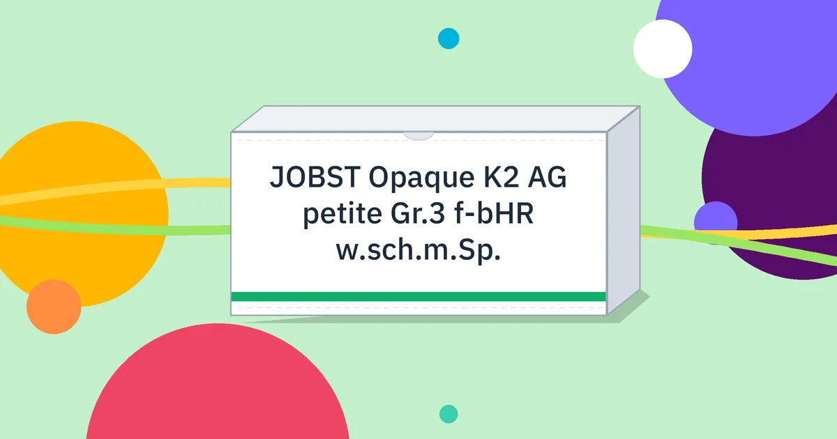 Symbolbild: Packung mit der Aufschrift JOBST Opaque K2 AG petite Gr.3 f-bHR w.sch.m.Sp. (PZN 11255878) – Verfügbarkeit und Bezug in Apotheken in Frankfurt am Main