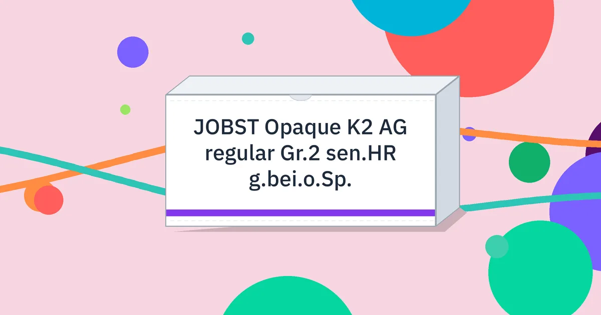 Symbolbild: Packung mit der Aufschrift JOBST Opaque K2 AG regular Gr.2 sen.HR g.bei.o.Sp. (PZN 16280616) – Verfügbarkeit und Bezug in Apotheken in Frankfurt am Main