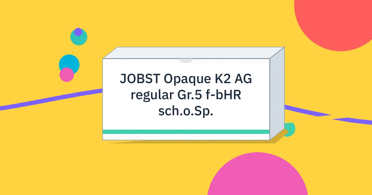 Symbolbild: Packung mit der Aufschrift JOBST Opaque K2 AG regular Gr.5 f-bHR sch.o.Sp. (PZN 11253968) – Verfügbarkeit und Bezug in Apotheken in Frankfurt am Main
