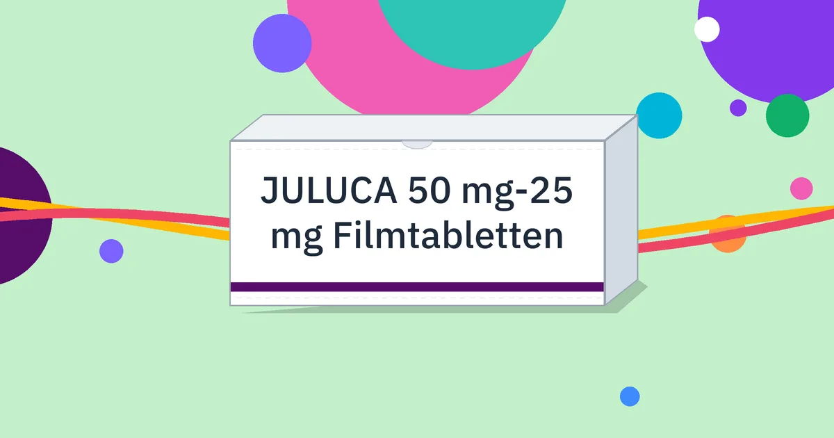 Symbolbild: Packung mit der Aufschrift JULUCA 50 mg-25 mg Filmtabletten (PZN 18039439) – Verfügbarkeit und Bezug in Apotheken in Frankfurt am Main