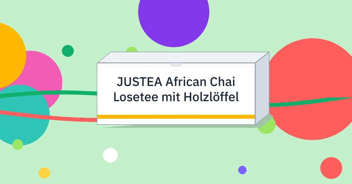 Symbolbild: Packung mit der Aufschrift JUSTEA African Chai Losetee mit Holzlöffel (PZN 15419609) – Verfügbarkeit und Bezug in Apotheken in Frankfurt am Main