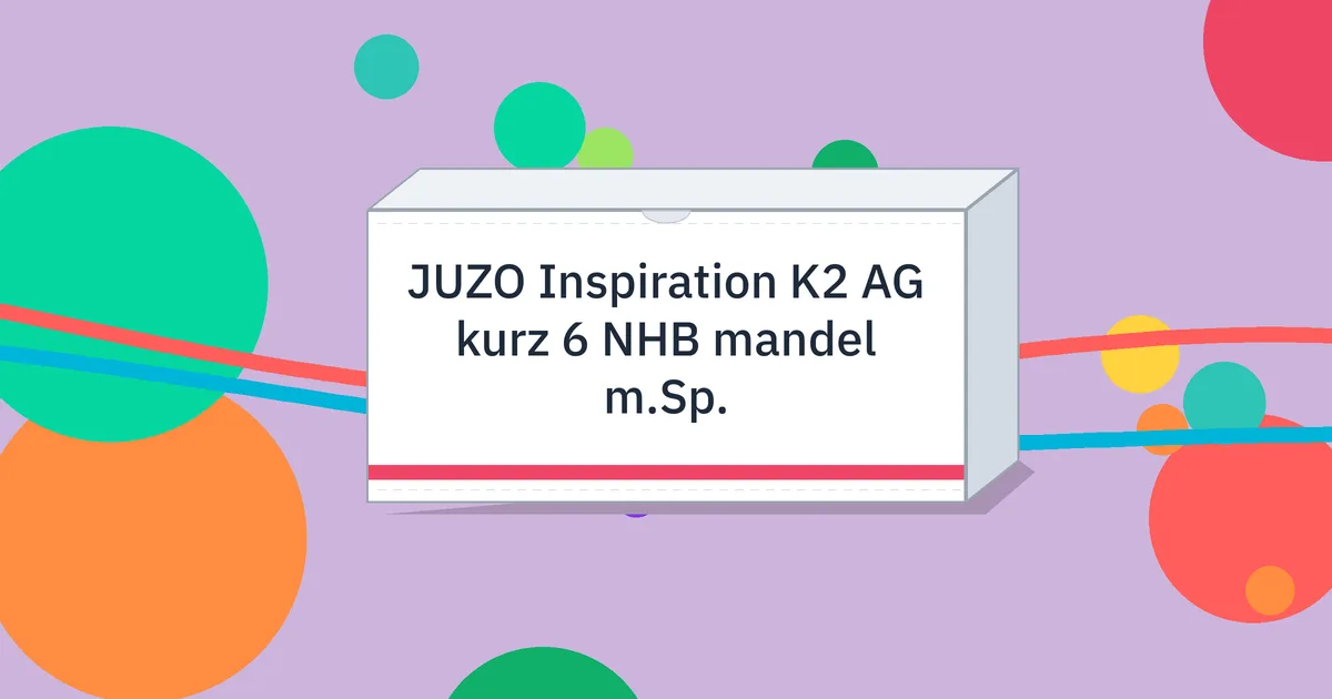 Symbolbild: Packung mit der Aufschrift JUZO Inspiration K2 AG kurz 6 NHB mandel m.Sp. (PZN 14923553) – Verfügbarkeit und Bezug in Apotheken in Frankfurt am Main