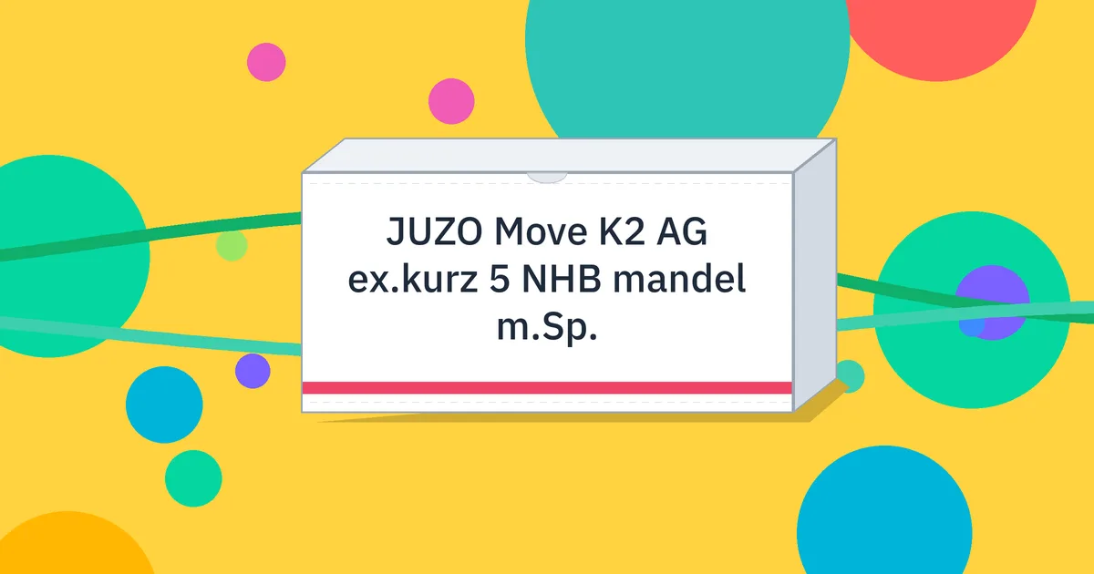 Symbolbild: Packung mit der Aufschrift JUZO Move K2 AG ex.kurz 5 NHB mandel m.Sp. (PZN 16637372) – Verfügbarkeit und Bezug in Apotheken in Frankfurt am Main