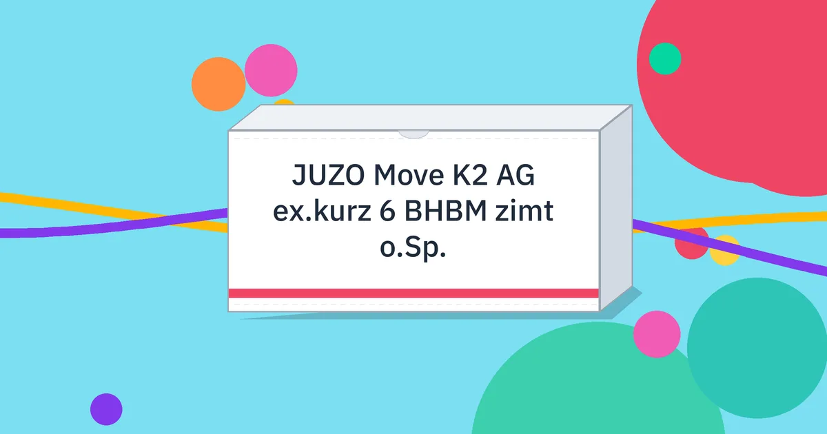 Symbolbild: Packung mit der Aufschrift JUZO Move K2 AG ex.kurz 6 BHBM zimt o.Sp. (PZN 18534541) – Verfügbarkeit und Bezug in Apotheken in Frankfurt am Main