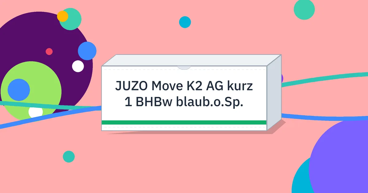 Symbolbild: Packung mit der Aufschrift JUZO Move K2 AG kurz 1 BHBw blaub.o.Sp. (PZN 18561880) – Verfügbarkeit und Bezug in Apotheken in Frankfurt am Main