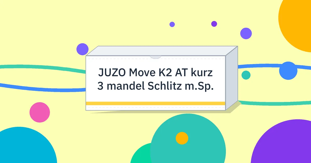 Symbolbild: Packung mit der Aufschrift JUZO Move K2 AT kurz 3 mandel Schlitz m.Sp. (PZN 20675007) – Verfügbarkeit und Bezug in Apotheken in Frankfurt am Main