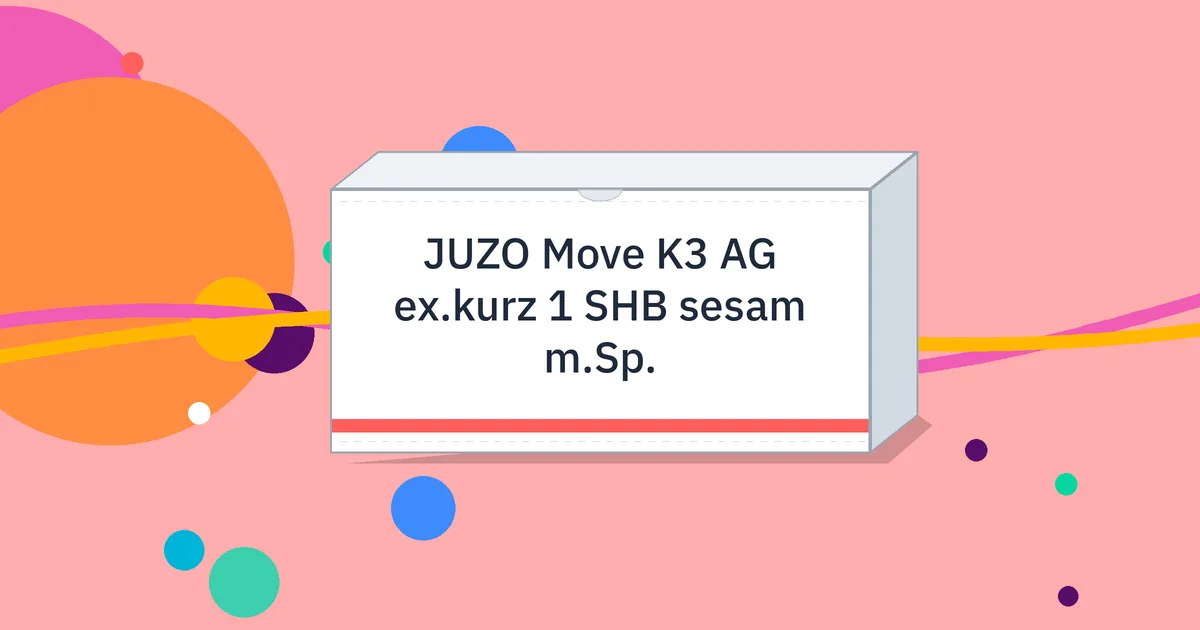 Symbolbild: Packung mit der Aufschrift JUZO Move K3 AG ex.kurz 1 SHB sesam m.Sp. (PZN 18583344) – Verfügbarkeit und Bezug in Apotheken in Frankfurt am Main