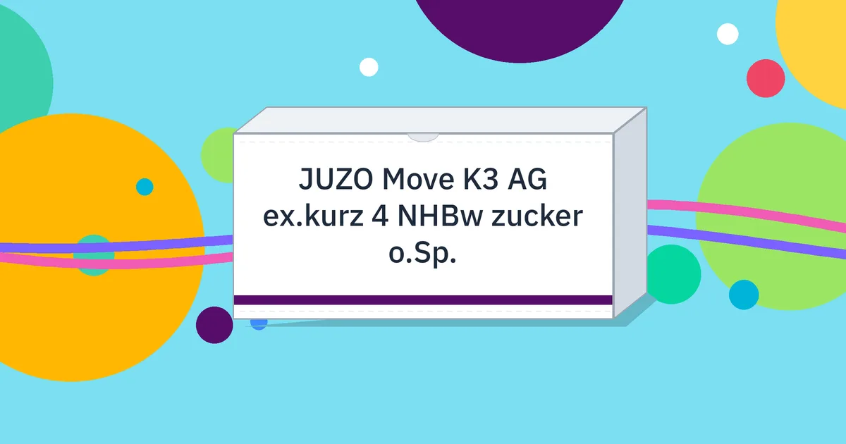 Symbolbild: Packung mit der Aufschrift JUZO Move K3 AG ex.kurz 4 NHBw zucker o.Sp. (PZN 18584378) – Verfügbarkeit und Bezug in Apotheken in Frankfurt am Main