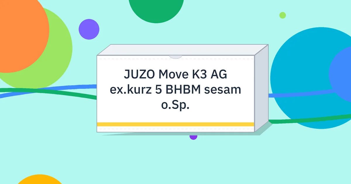 Symbolbild: Packung mit der Aufschrift JUZO Move K3 AG ex.kurz 5 BHBM sesam o.Sp. (PZN 18586064) – Verfügbarkeit und Bezug in Apotheken in Frankfurt am Main
