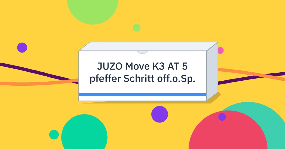 Symbolbild: Packung mit der Aufschrift JUZO Move K3 AT 5 pfeffer Schritt off.o.Sp. (PZN 20678856) – Verfügbarkeit und Bezug in Apotheken in Frankfurt am Main