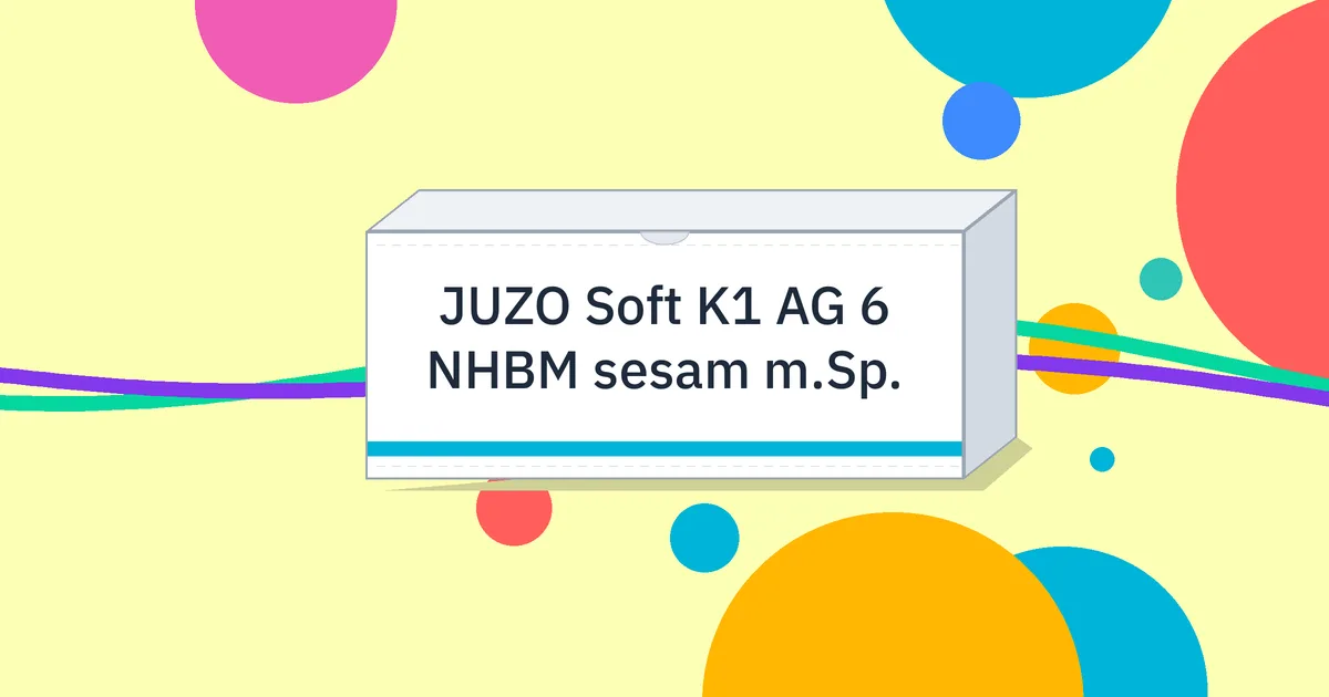 Symbolbild: Packung mit der Aufschrift JUZO Soft K1 AG 6 NHBM sesam m.Sp. (PZN 14999622) – Verfügbarkeit und Bezug in Apotheken in Frankfurt am Main